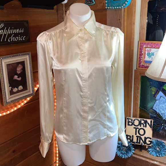 Apostrophe | Tops | Apostrophe Cream Button Down Blouse French Sleeves ...